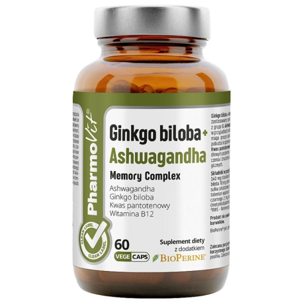 Pharmovit Ginkgo Biloba + Ashwagandha Memory Complex – 60 kapslí – Medpak